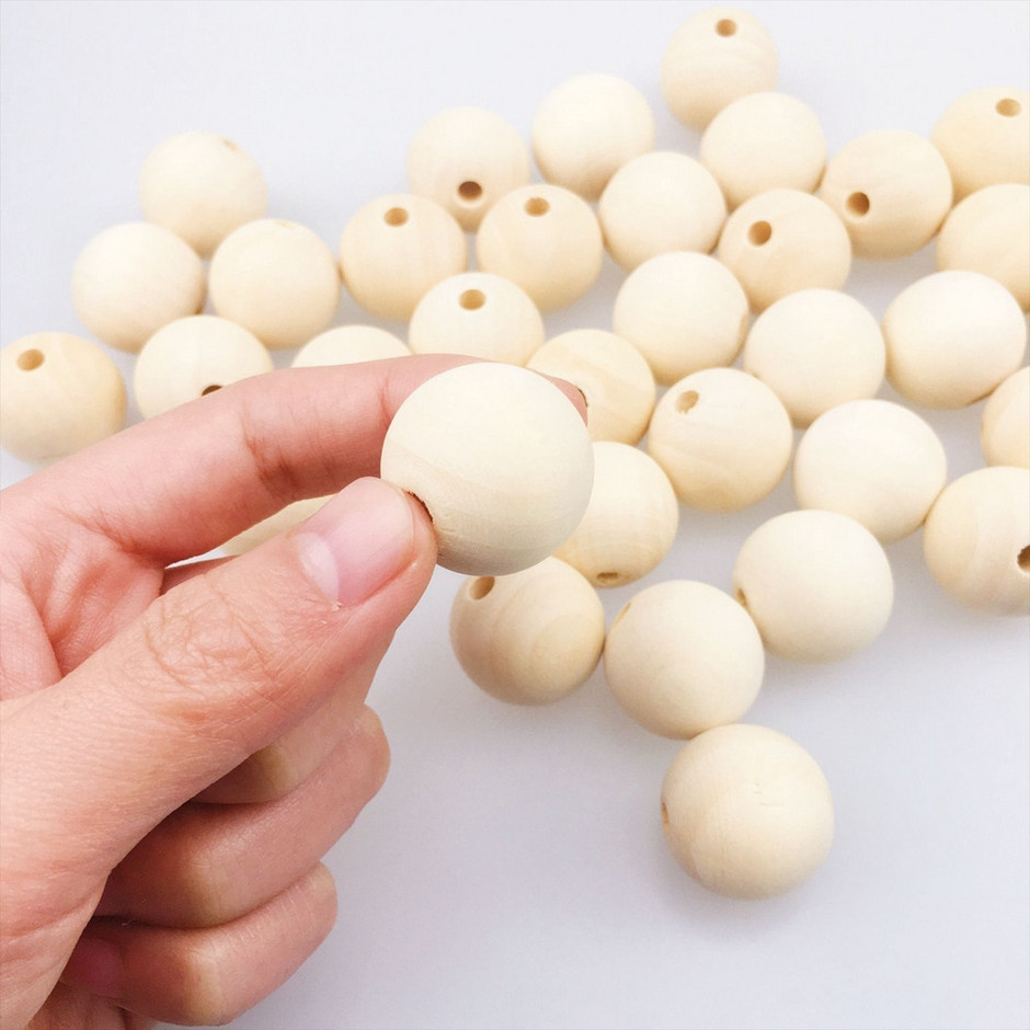 Badu.gr DIY Γούρι από φυσικό ξύλο Στρογγυλές χάντρες 4-30mm Spacer Ξύλινες χάντρες Φιλικές προς ...