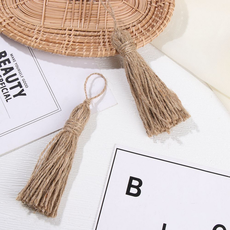 Badu.gr 4 τμχ Practical Garland Projects DIY Home Λινάτσα Φούντα Ξύλο Χάντρες Γιούτα Σχοινί ...