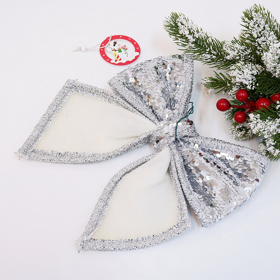 Голямо червено злато блестяща коледна панделка лък коледна елха украса ръчно изработен