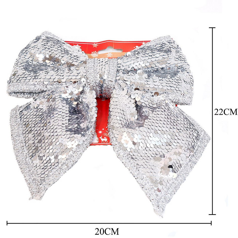 Голямо червено злато блестяща коледна панделка лък коледна елха украса ръчно изработен