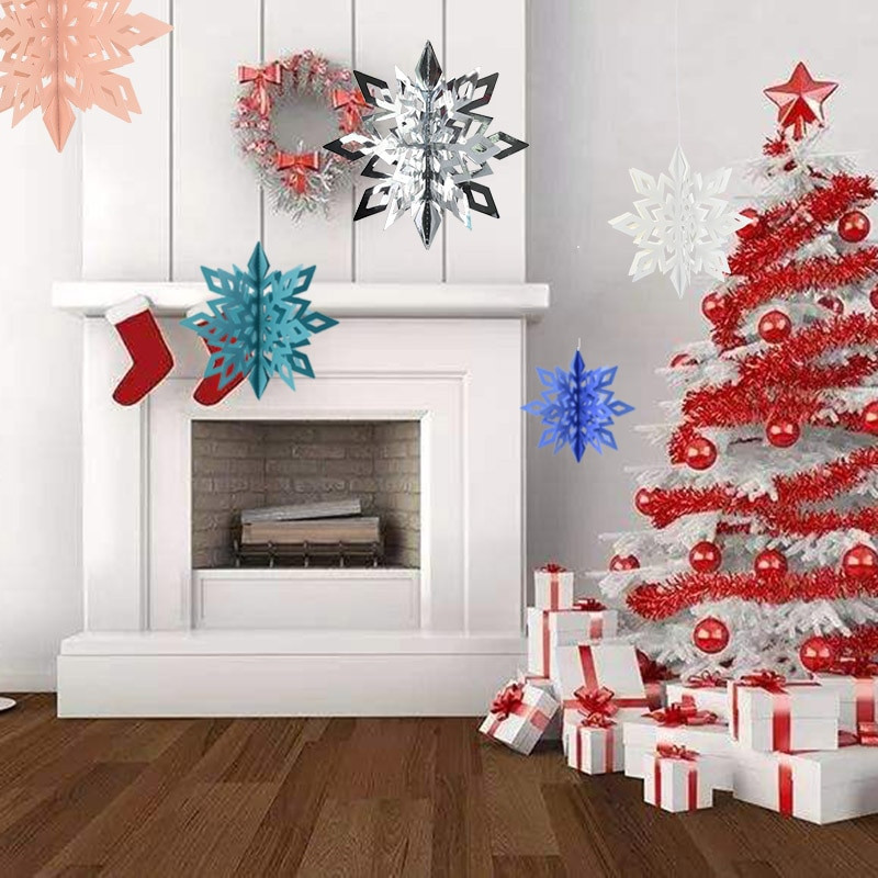 Badu Bg 6 бр Зимно парти Коледна висяща украса 3d кухи хартиени гирлянди от снежинки Коледен