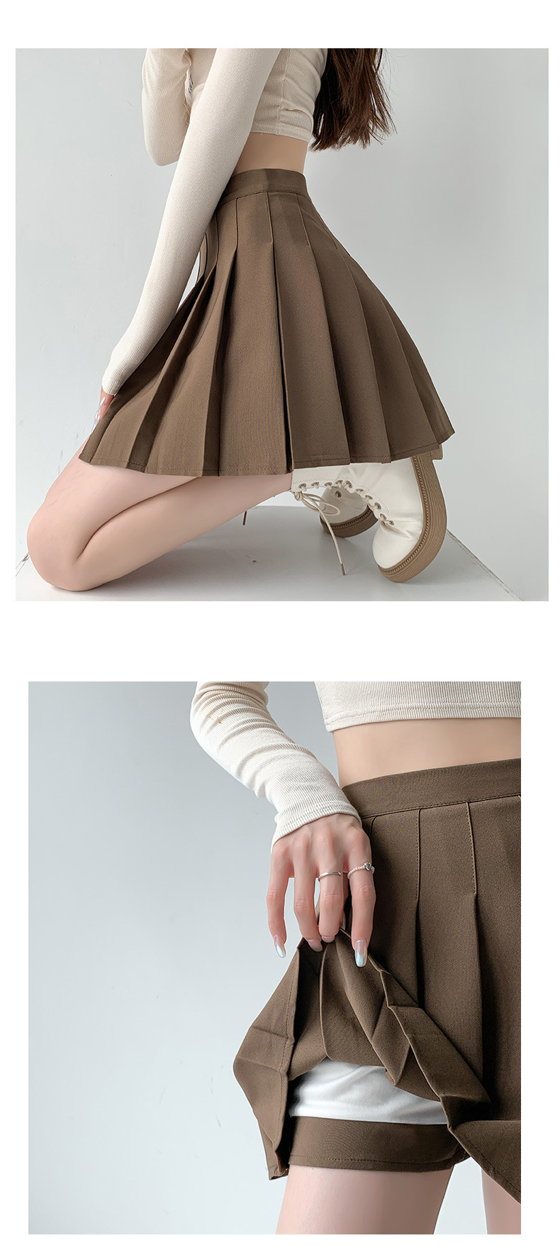 Badu.bg Модерна дамска къса плисирана пола за бременни с висока талия - Badu.bg