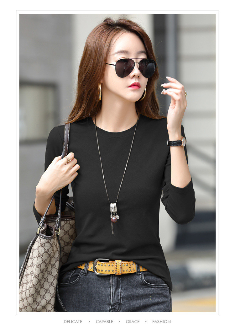 Badu.bg Ежедневна едноцветна блуза с дълъг ръкав за жени - Badu.bg