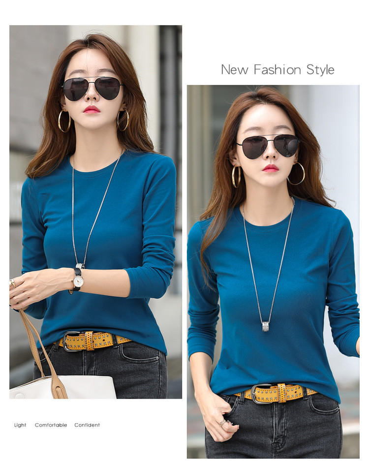 Badu.bg Ежедневна едноцветна блуза с дълъг ръкав за жени - Badu.bg