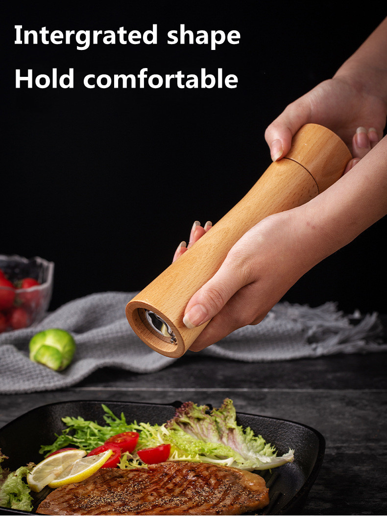 Мелничка за сол и черен пипер мелница за пипер за подправки от масивно дърво със здрава