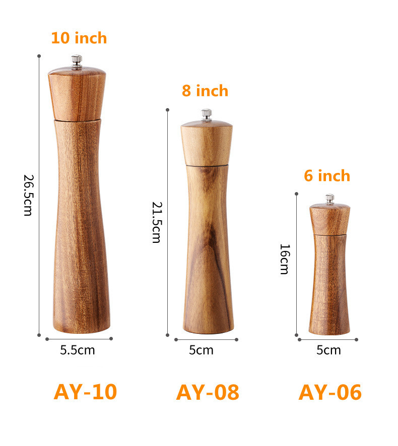 Badu Bg Мелничка за сол и черен пипер мелница за пипер за подправки от масивно дърво със здрава