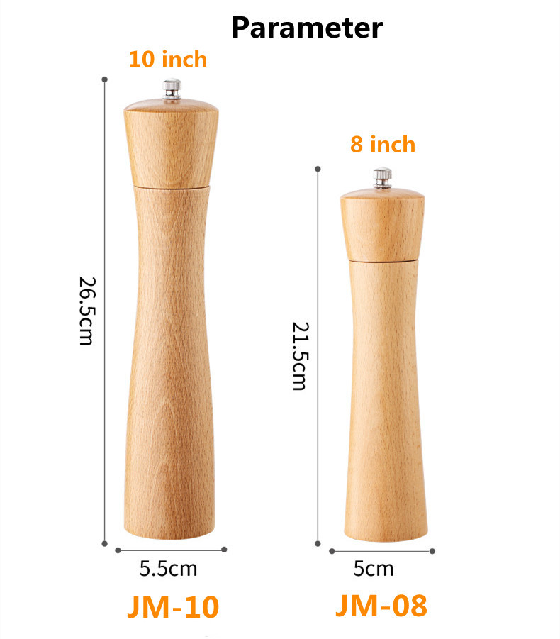 Мелничка за сол и черен пипер мелница за пипер за подправки от масивно дърво със здрава