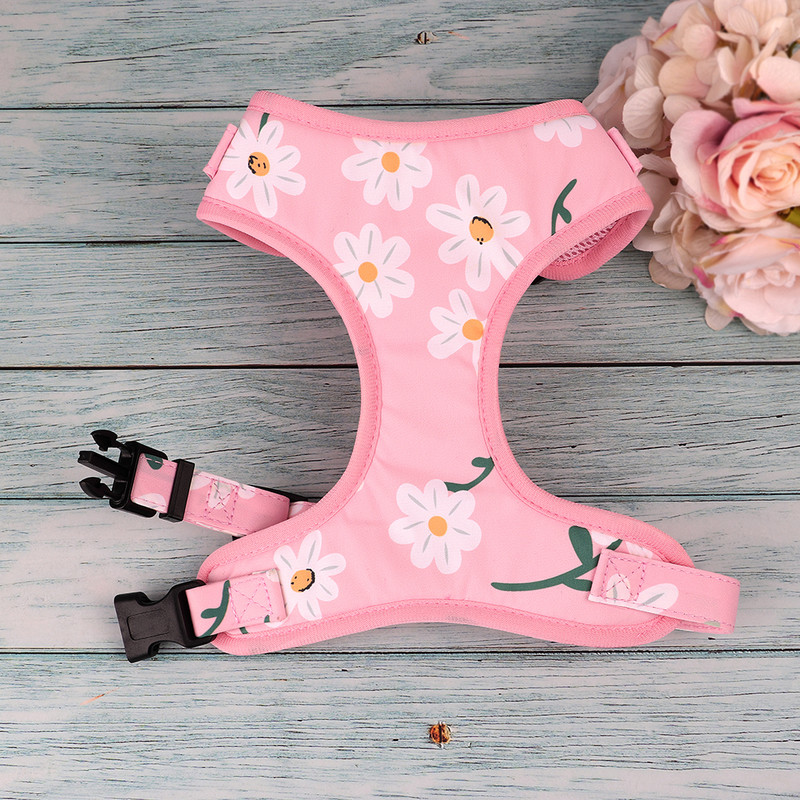 Badu Bg Дишаща мрежеста жилетка с нагръдник за кучета с принт на цветя Найлонови сбруи за кучета
