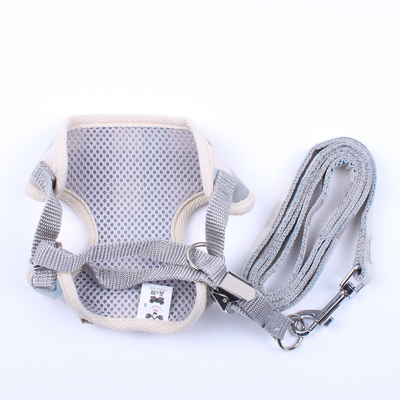 Badu Bg Мрежеста жилетка за кучета котки комплект колани и каишки карирани колани за кученца