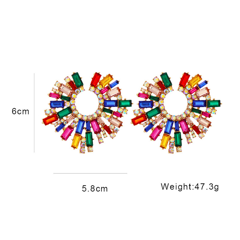 Badu Bg Нови винтидж кухи кръгли кристални висящи обеци модни изявени обеци с кристали за жени