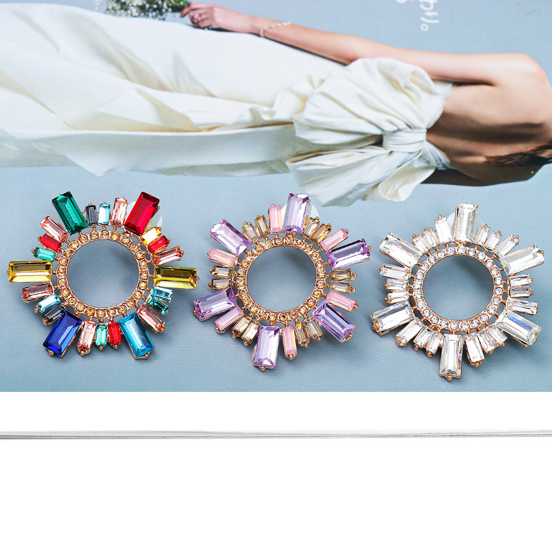 Badu Bg Нови винтидж кухи кръгли кристални висящи обеци модни изявени обеци с кристали за жени