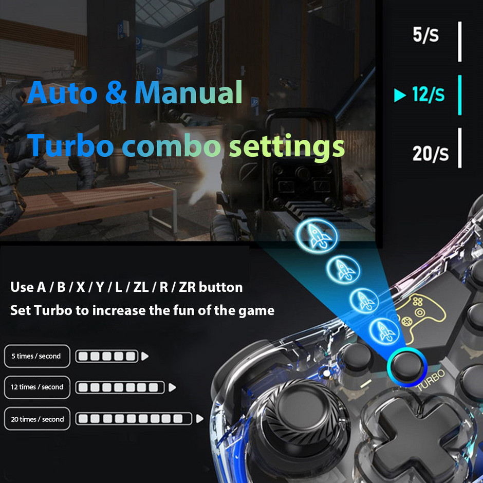 Badu.bg Безжични RGB геймпади за видеоигри за Nintendo Switch Pro/Switch Lite/Switch OLED ...