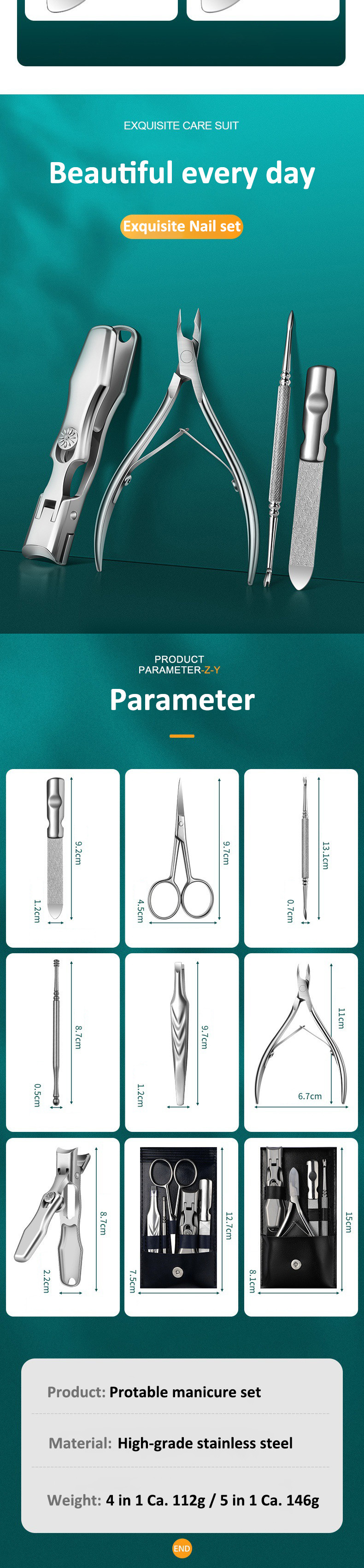 Комплект за пътуване Ножица за нокти Преносими луксозни комплекти за маникюр Комплекти за