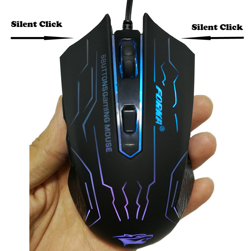 Badu.bg FORKA Silent Click USB Wired Gaming Mouse 6 Buttons 3200DPI Mute Optical Computer Mouse ...