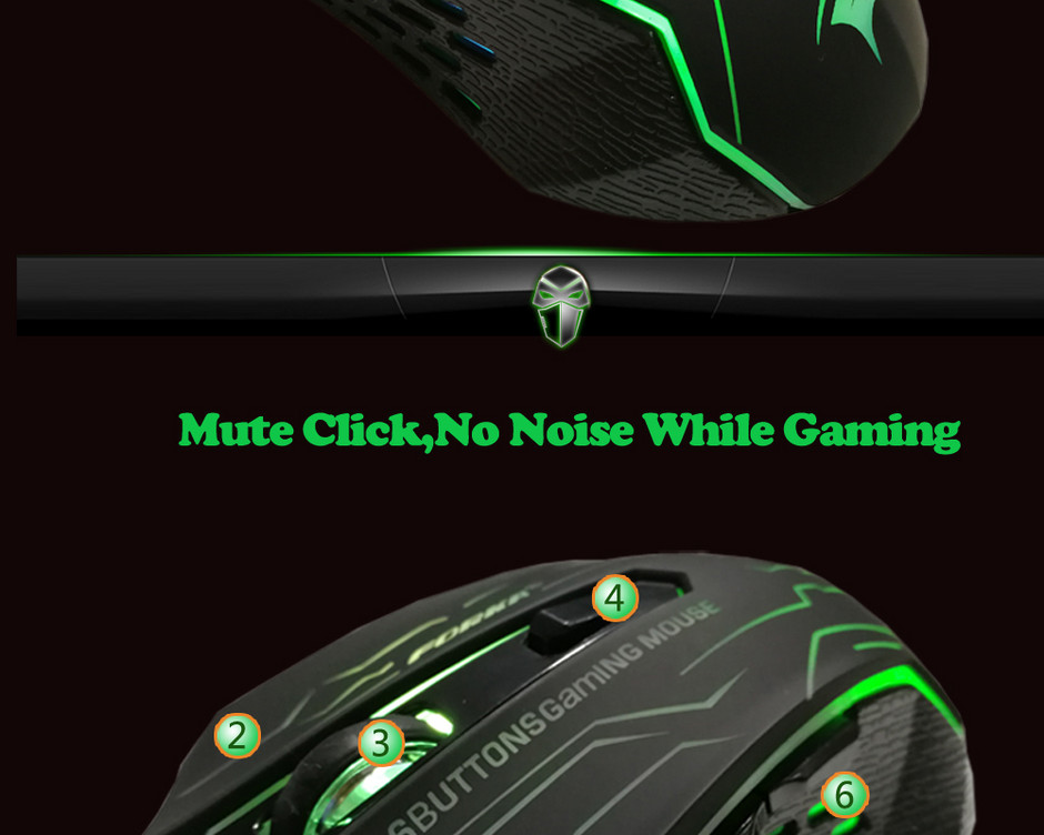Badu.bg FORKA Silent Click USB Wired Gaming Mouse 6 Buttons 3200DPI Mute Optical Computer Mouse ...