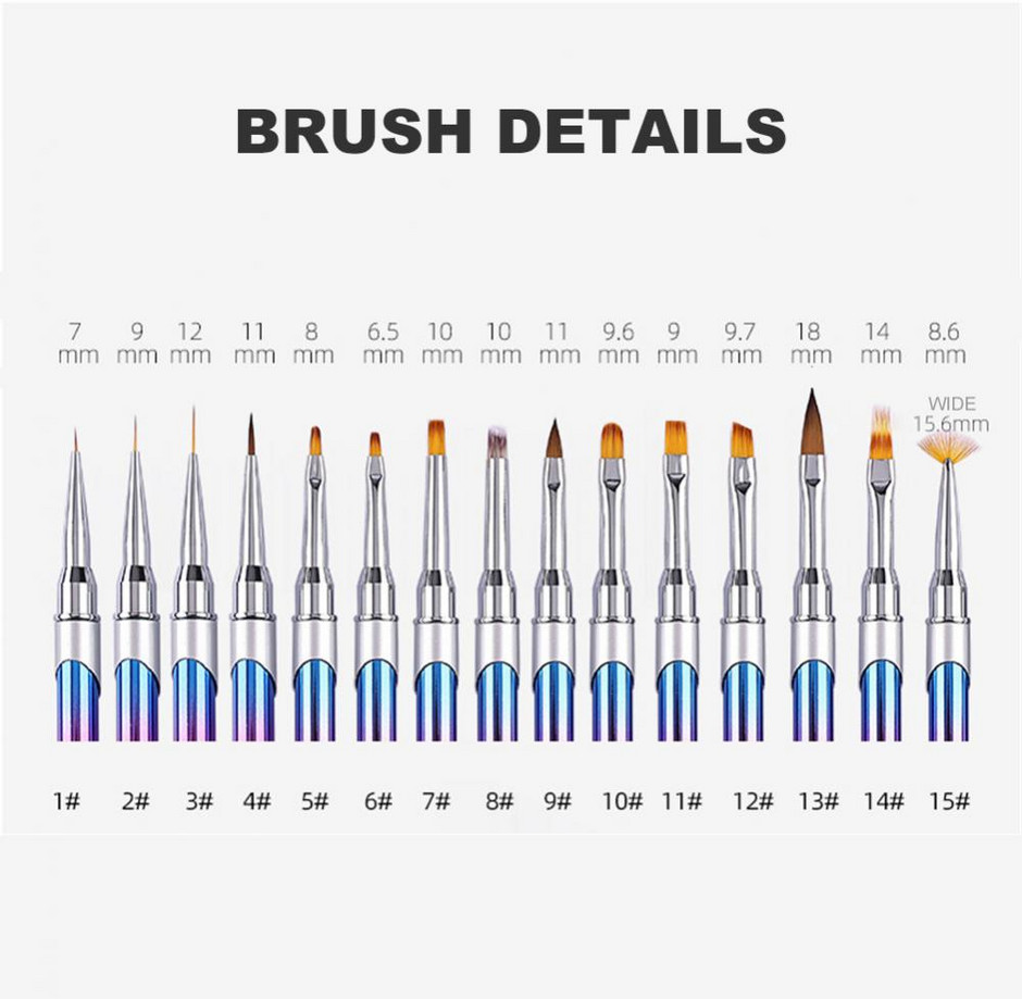 Badu.bg 1 PC Професионална четка за пудра за маникюр Акрилна четка за нокти Писалка за ...