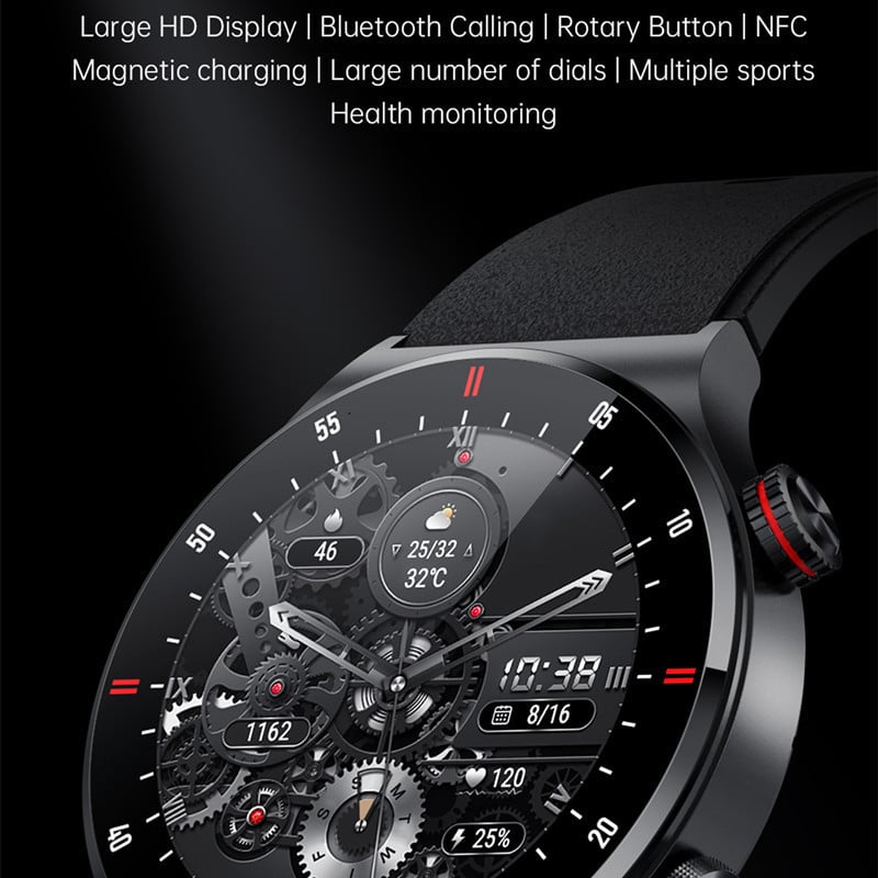 Badu.bg QW33 Smart Watch Bluetooth Call NFC Access Control HR BP Spo2 ...