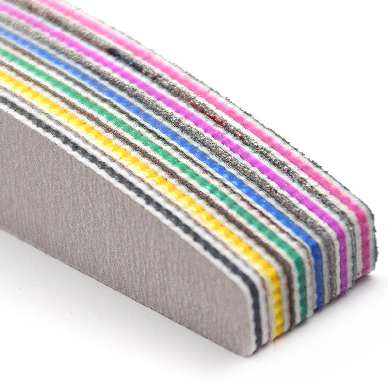 Цветни 10 бр лот Пила за нокти Half Moon Plastic Core Vijlen Sanding