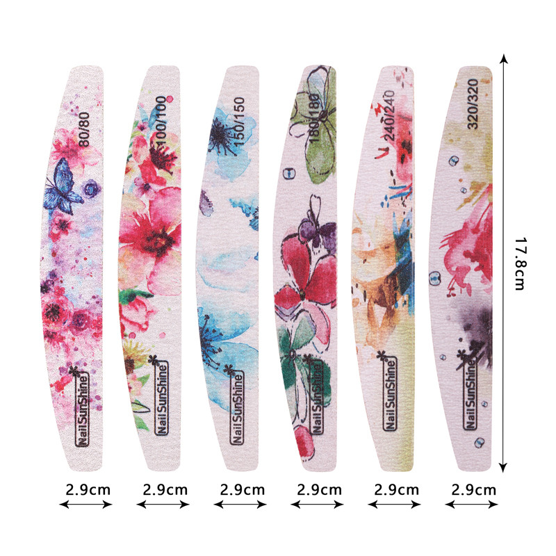 Цветни 10 бр лот Пила за нокти Half Moon Plastic Core Vijlen Sanding