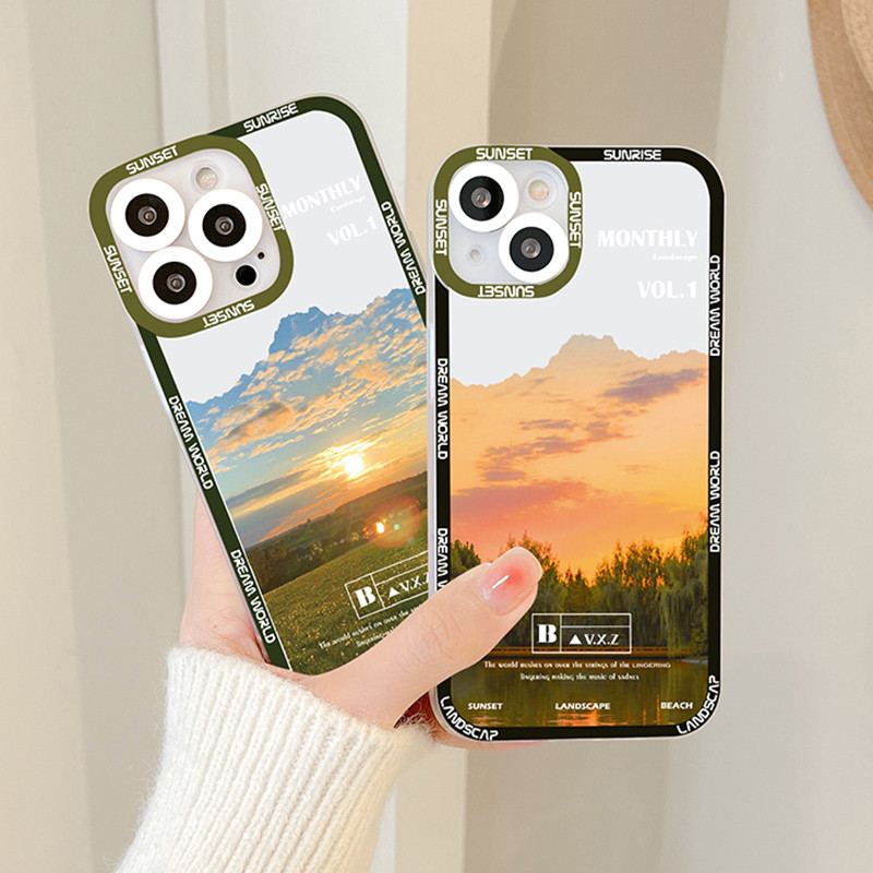 Badu.bg Калъф за телефон INS Sunset Moon Snow Mountain за iPhone 14 13 ...
