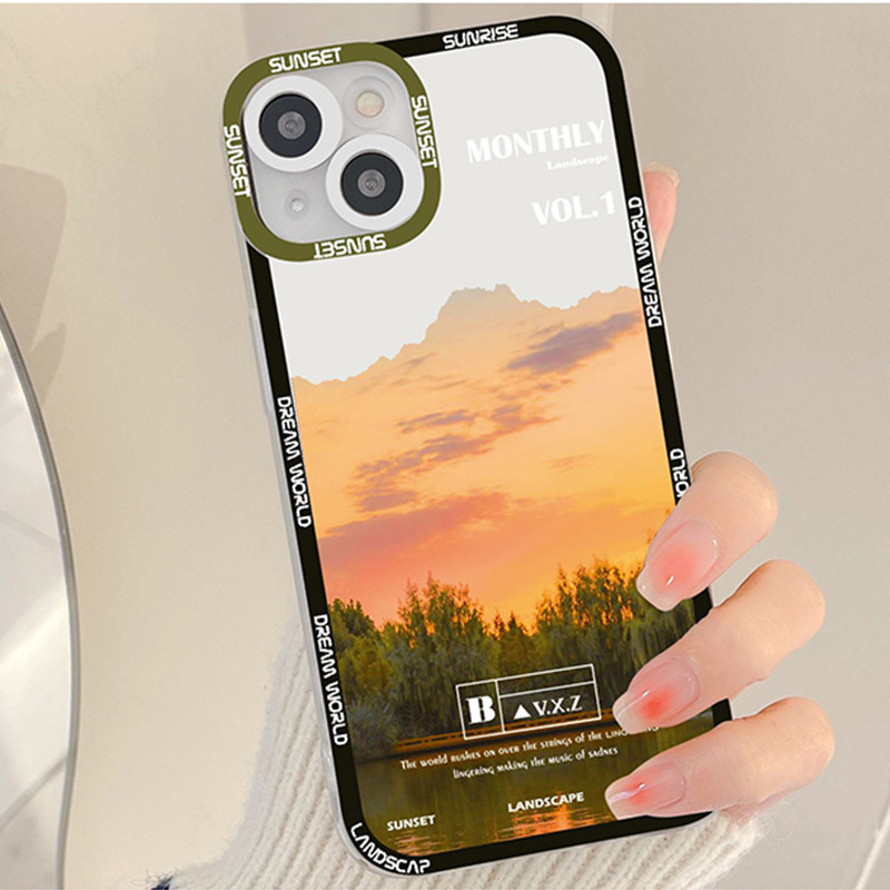 Badu.bg Калъф за телефон INS Sunset Moon Snow Mountain за iPhone 14 13 ...