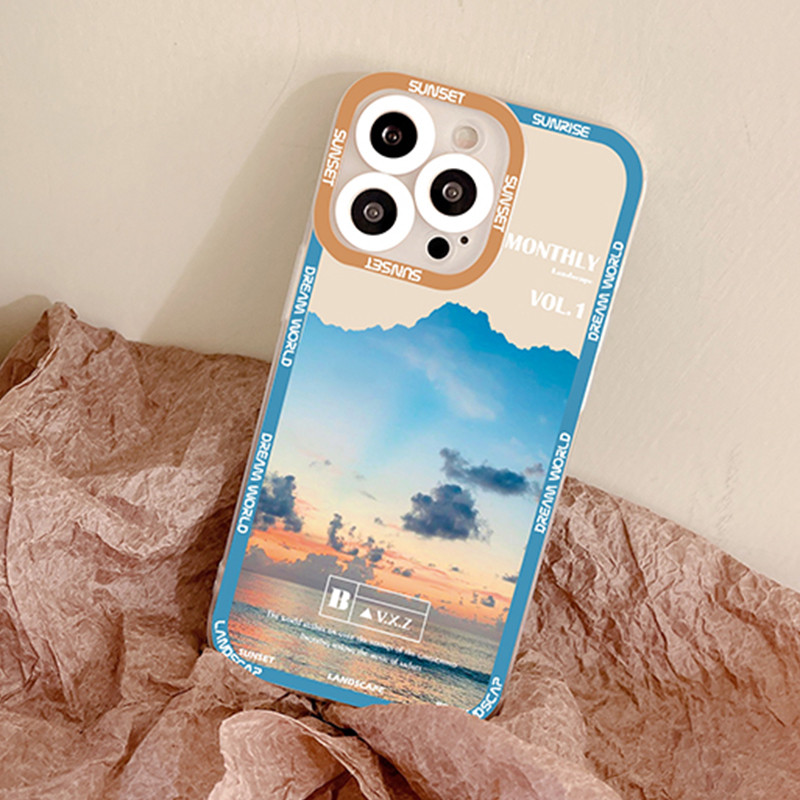 Badu.bg Калъф за телефон INS Sunset Moon Snow Mountain за iPhone 14 13 ...
