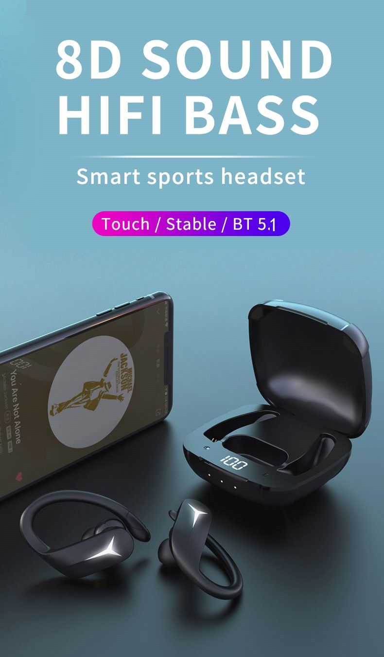 Badu.bg Безжични Bluetooth слушалки Спортни водоустойчиви TWS Bluetooth ...