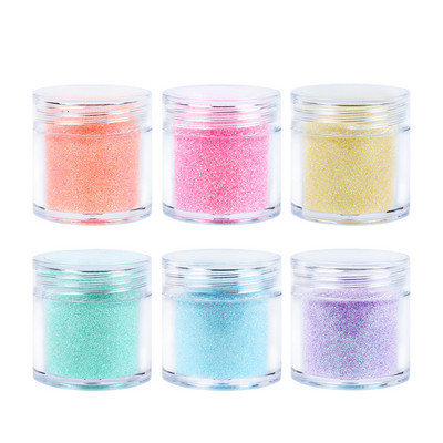 Badu.bg 6 PCS Комплект блясък от захарен пясък за нокти Цветни фини искрящи пигментни прахови ...
