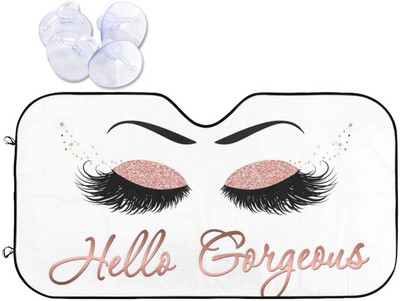 Baduglobal.ro Hello Gorgeous Parasolar pentru parbriz, roz (fără paiete ...