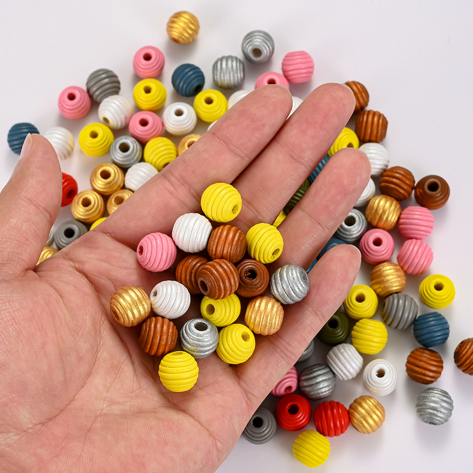 Badu.gr 50/100 τεμ. 12mm Φυσικές Ξύλινες Χάντρες Σχήμα Κυψέλης Στρογγυλές Χάντρες Χαλαρές ...