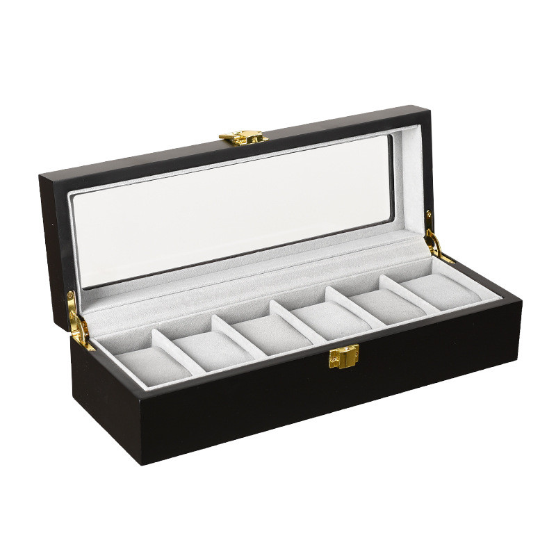 Badu Bg Луксозен органайзер за кутии за часовници 20 слота Черни дървени кутии за съхранение на
