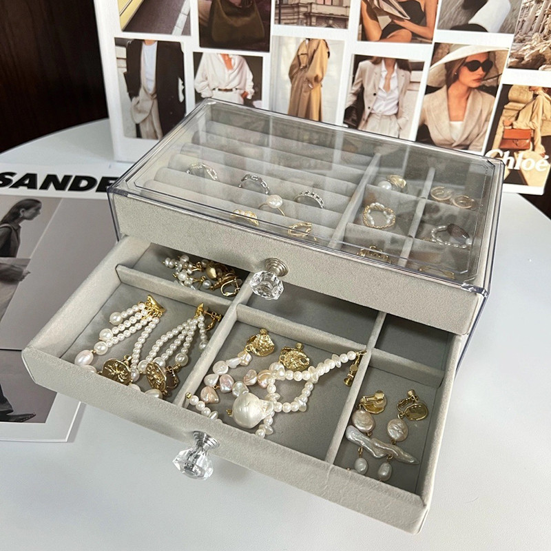 Badu Bg Луксозни кутии за бижута Органайзер Кутия за съхранение на грим Обеци Акрилна кутия за