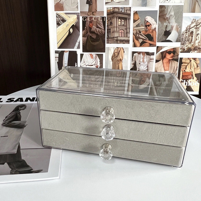 Badu Bg Луксозни кутии за бижута Органайзер Кутия за съхранение на грим Обеци Акрилна кутия за