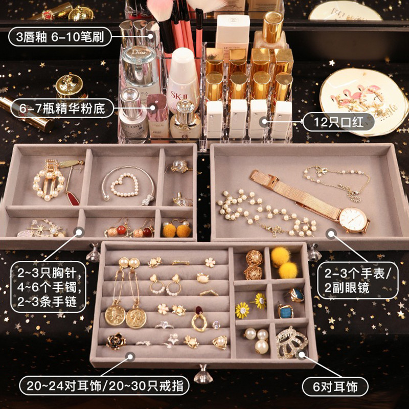 Badu Bg Луксозни кутии за бижута Органайзер Кутия за съхранение на грим Обеци Акрилна кутия за