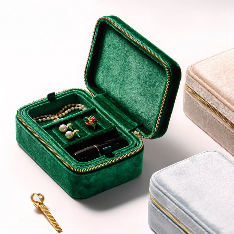 Badu Bg 1pc Кадифена правоъгълна фланелена кутия за съхранение на бижута Преносима кутия за