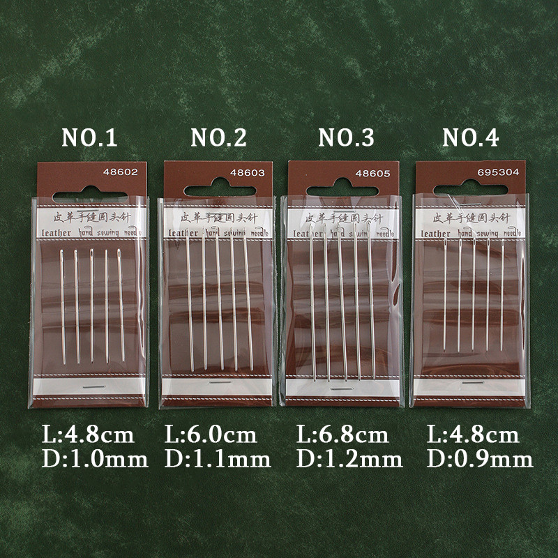 Badu Bg 5 бр Кожени шевни игли с голямо око тъпи шевове сбруя с кръгли заострени игли ръчно