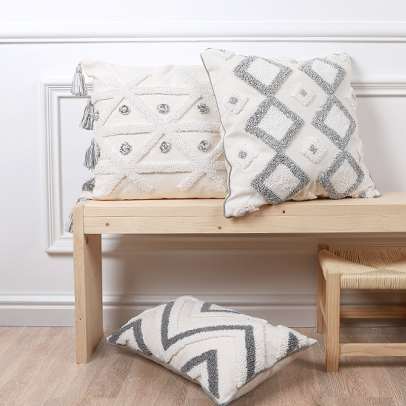 Badu Bg Бродирана калъфка за възглавница с марокански кръг Геометрична калъфка Пискюл Лумбален