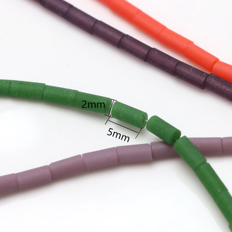 Badu Bg 95 бр Партида Мъниста от матова стъклена тръба Цилиндрична форма 2x5 Mm Чешки кристален