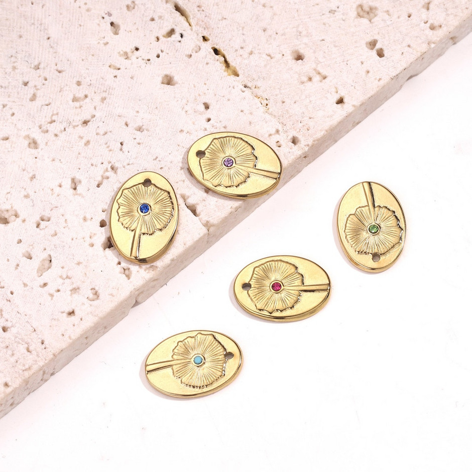 Badu Bg 5 бр Овално цвете от неръждаема стомана Бохемски плажни висулки за Направи си сам Обеци