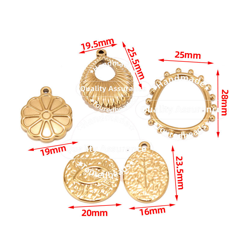 Badu Bg 5 бр Висулки със златни сърца от неръждаема стомана за колие