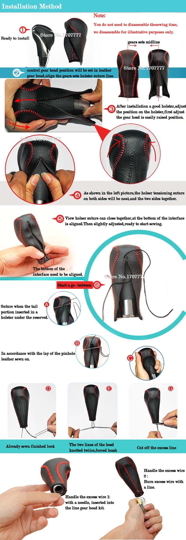 Badu.bg Черни естествени кожени ръчно зашити капаци за лостове за скоростен лост за Volvo XC60 ...