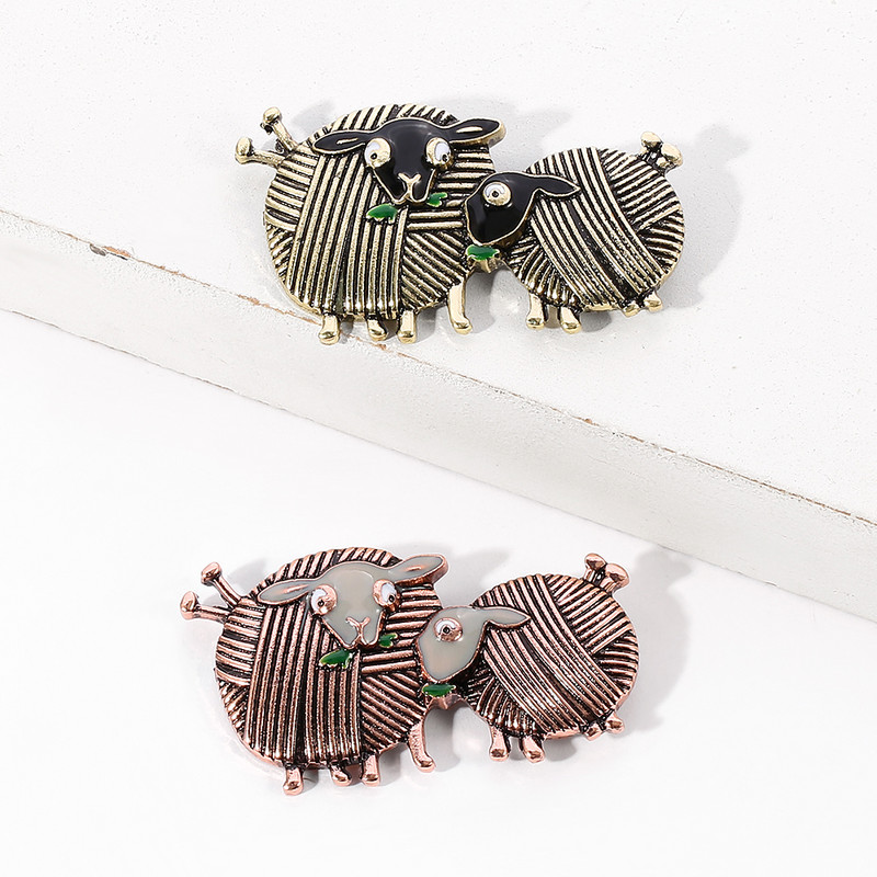 Нова мода реколта кълбо от прежда брошка овца значка животински игли емайлирани бижута за жени