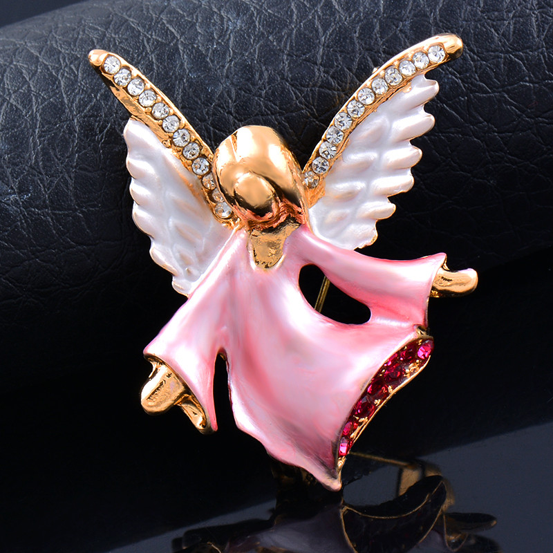 Badu.bg LEEKER Блестяща бяла емайлирана ангелска брошка за жени Винтидж ...