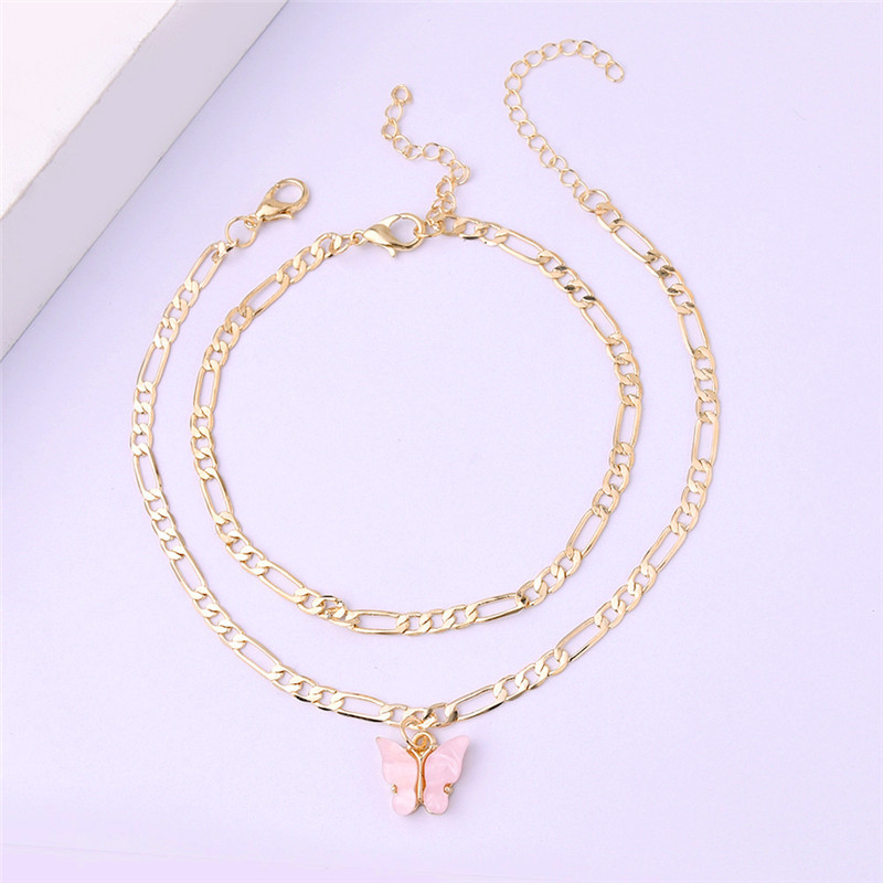 Badu Bg Huitan Aesthetic Double Layer Butterfly Chains Дамски глезени