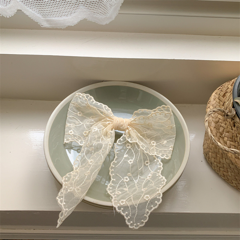 Badu Bg Френска елегантна дантелена панделка Фиби Пролетна щипка Дамска шнола Аксесоари за коса