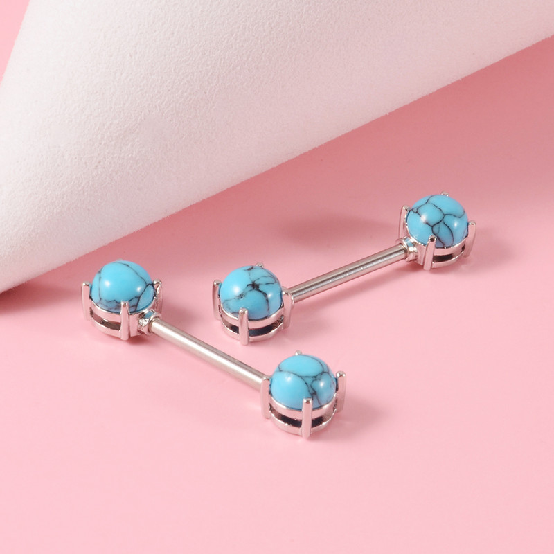 Badu Bg 2 бр Листа от неръждаема стомана Висяща верига Пиърсинг на зърната Пръстени с щанга