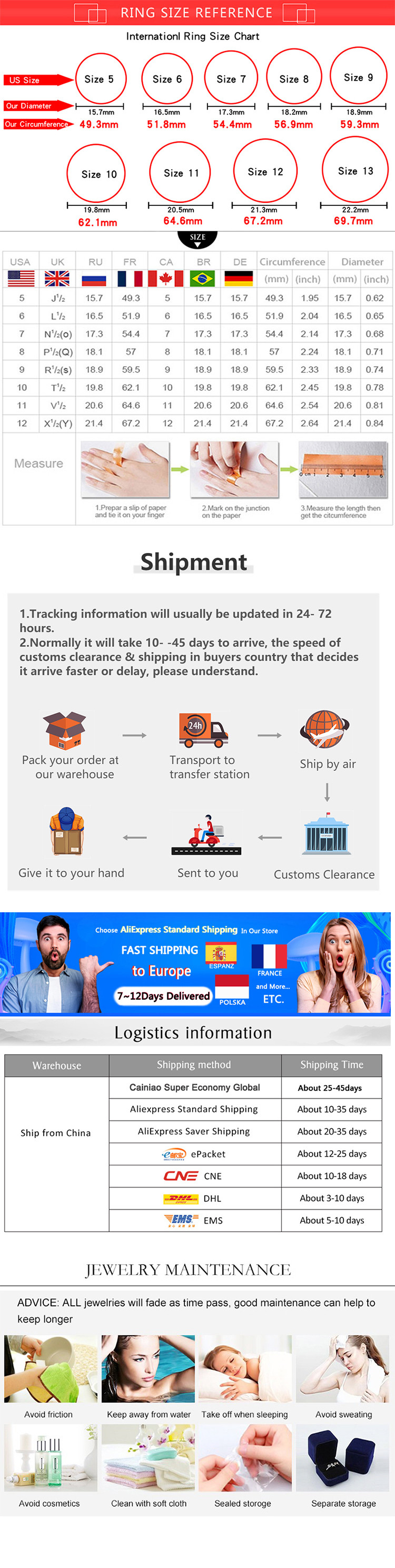 Badu.bg НОВ луксозен кръгъл сапфирен лък, пълен с диамантени пръстени за двойка за жени, момиче ...