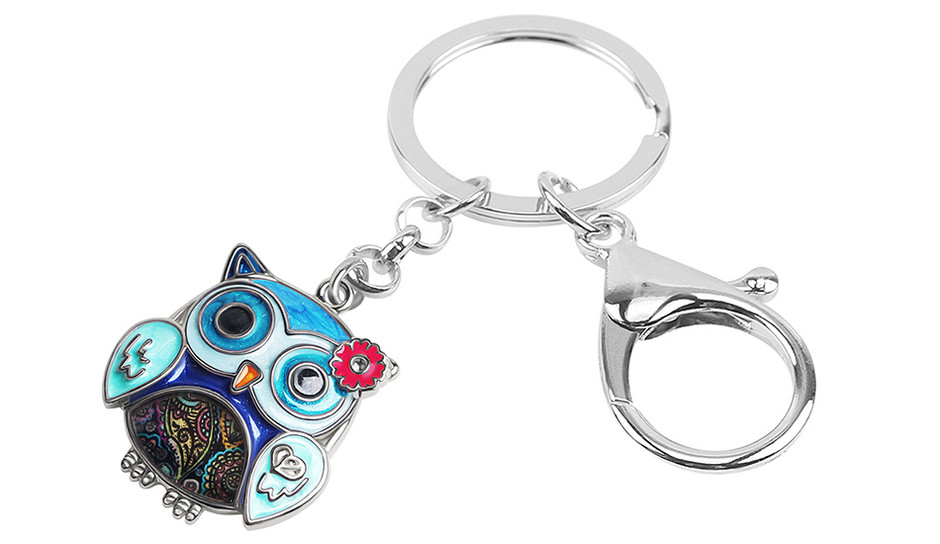 Badu.bg NEWEI Enamel Alloy Floral Sweet Big Eye Owl Birds Keychains ...