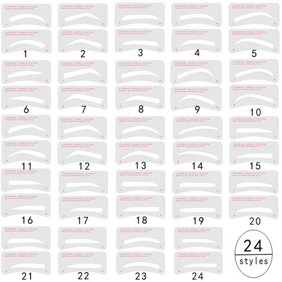 Badu Bg 12 24 чифта нетъкан плат за еднократна употреба Стикери за шаблони за вежди Шаблон за