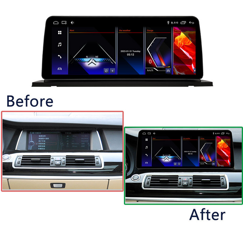 Badu.bg ID 8 Android 12 10.25" 1280*480P IPS екран за BMW 5 Series F07 GT CIC NBT система 2011 ...